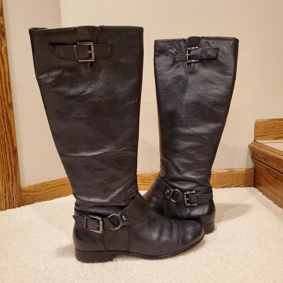 Enzo Angiolini | Shoes | Enzo Angiolini Black Leather Knee High Riding Boots Size 95m | Poshmark